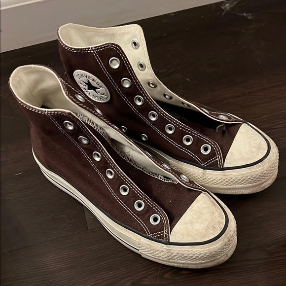 Converse | Shoes | Converse Hightop Sneakers In Brown And Cream | Poshmark